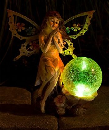 Fairy Solar Garden Light with Color Changing LED Crackled Glass Globe ...